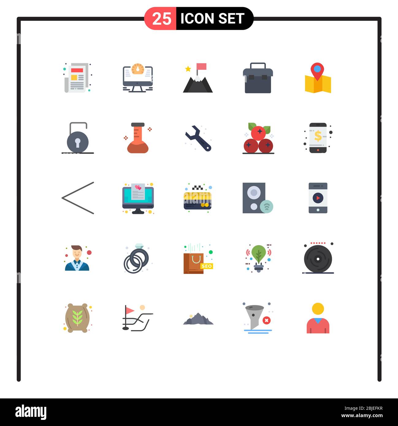 25 Thematic Vector Flat Colors and Editable Symbols of pointer ...