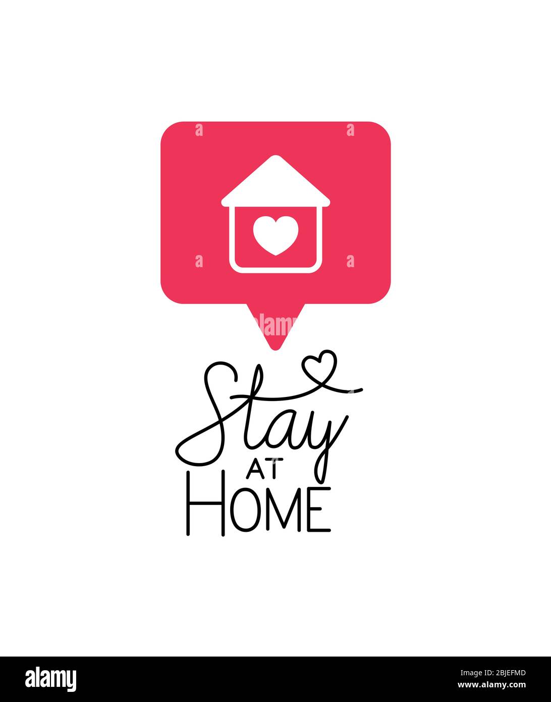Stay at home text with house heart and bubble vector design Stock ...