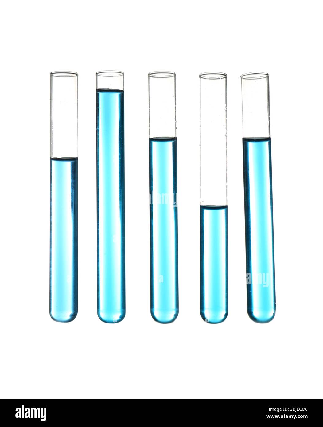 Test tubes with blue samples isolated on white Stock Photo - Alamy