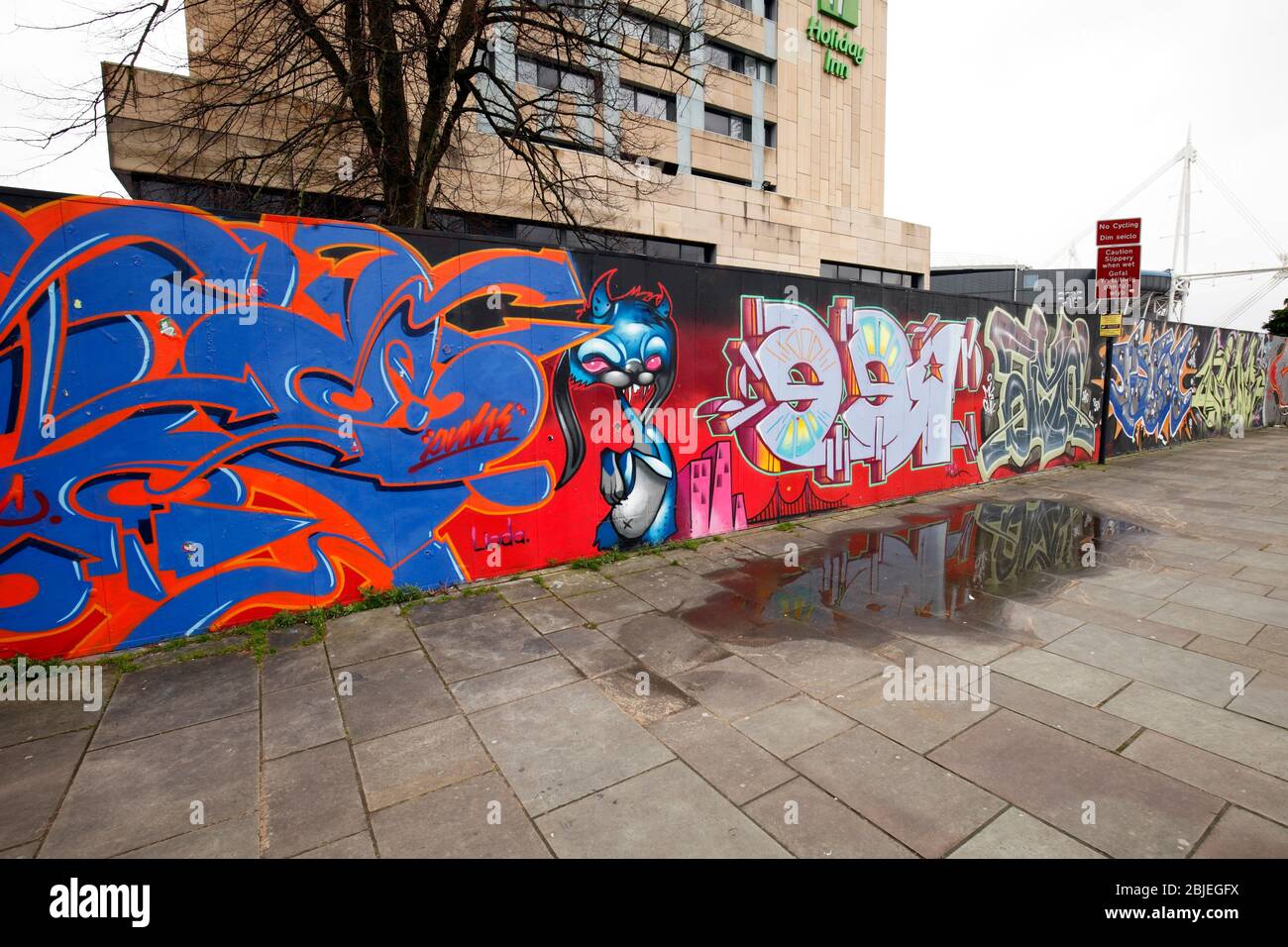 graffiti, Cardiff Wales UK. Principality Stadium, Boardwalk Stock Photo ...