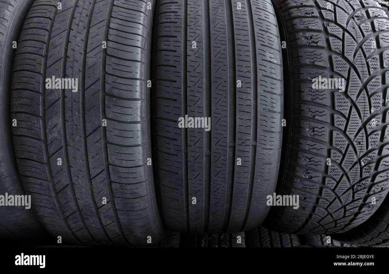 used tires with 3 tread types, l to r, directional asymmetrical for all ...
