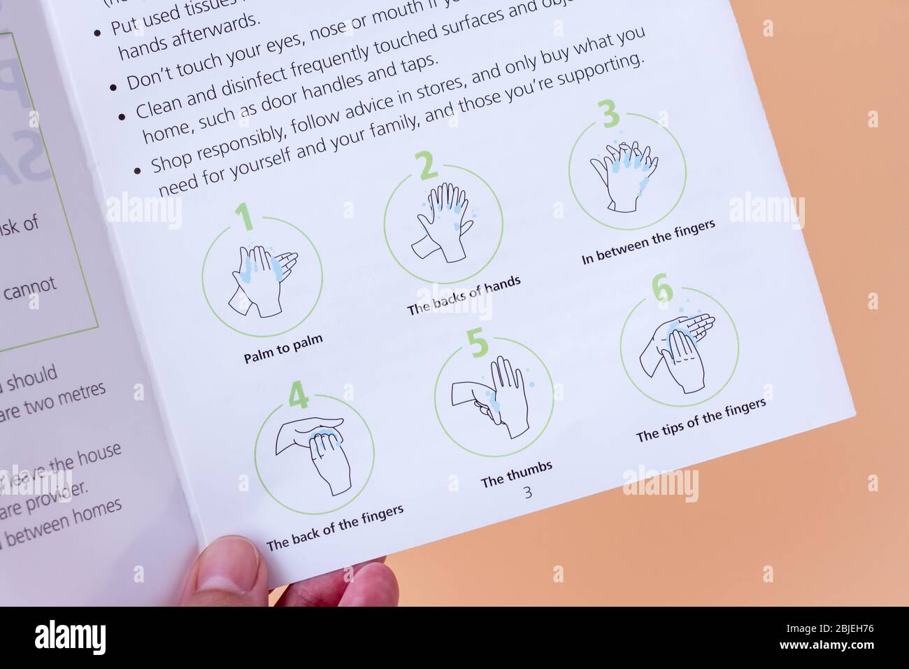 Hand washing advice in a UK government leaflet during the Coronavirus ...