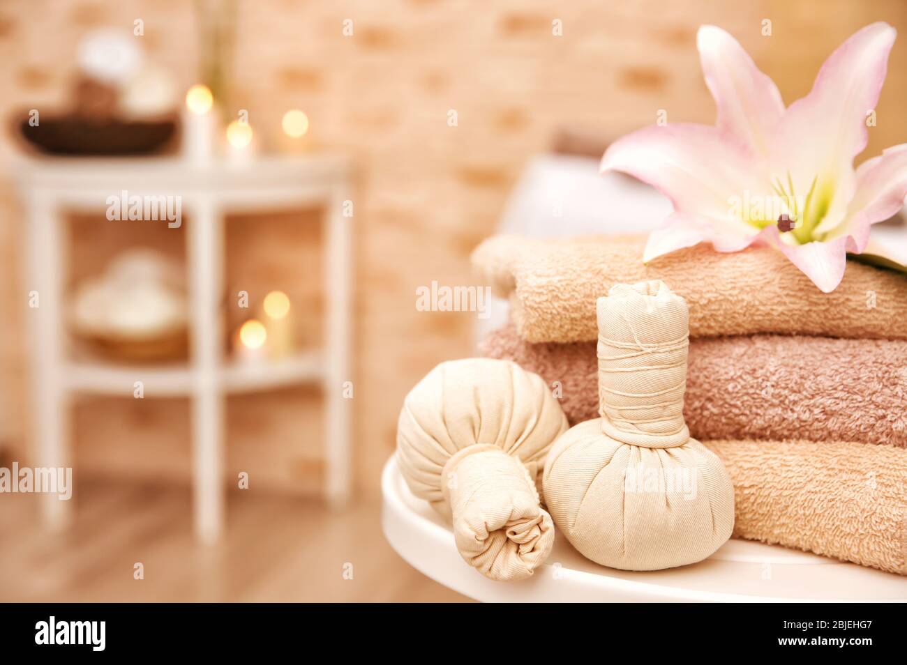 Massage setting in modern wellness center Stock Photo - Alamy