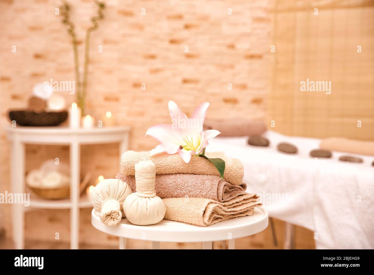 Massage setting in modern wellness center Stock Photo - Alamy