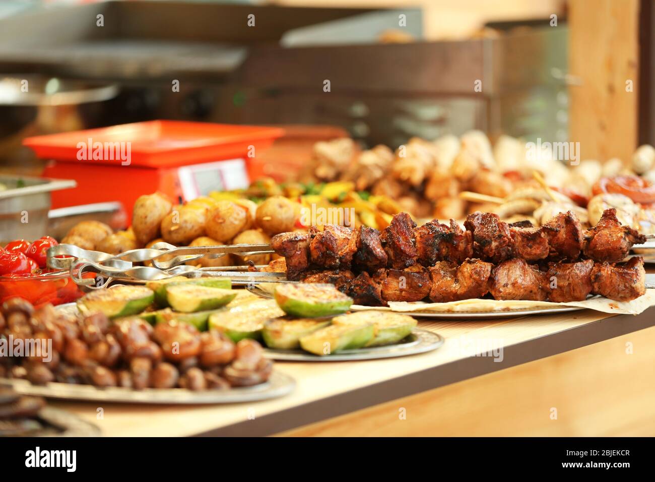 Hot food counter sausage hi-res stock photography and images - Alamy