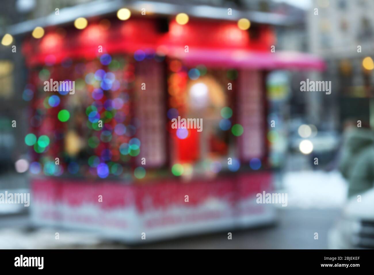 Blurred background of fast food stall Stock Photo - Alamy