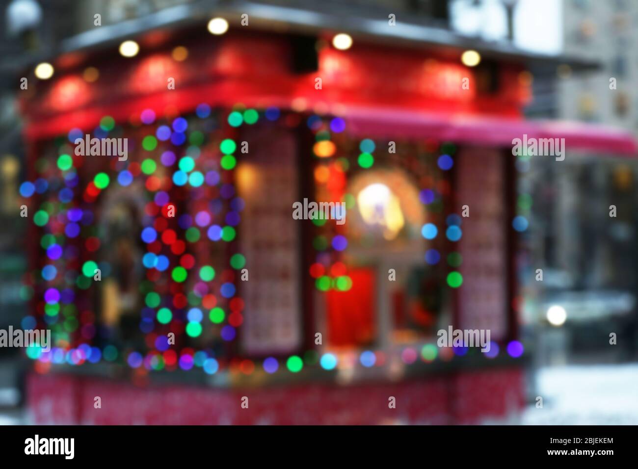 Blurred background of fast food stall Stock Photo - Alamy