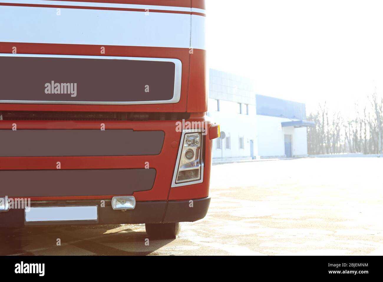 Front view of big truck outdoors on parking lot Stock Photo - Alamy