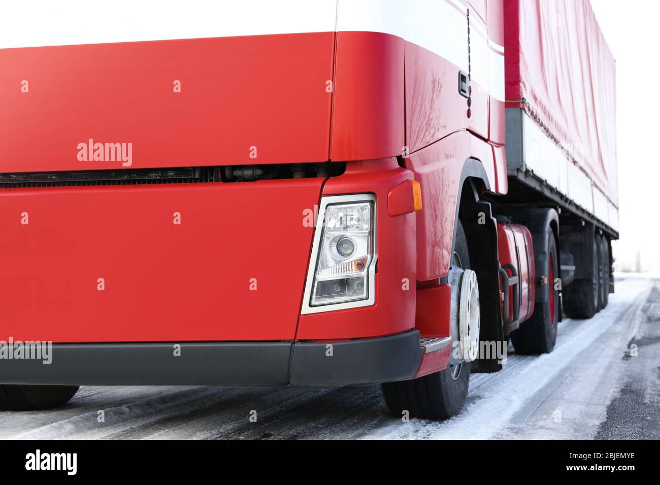 Big modern truck on road, closeup Stock Photo - Alamy