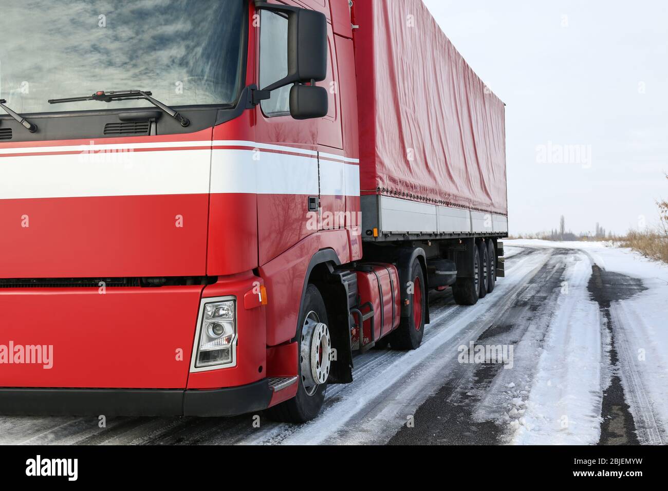 Big modern truck on road Stock Photo - Alamy