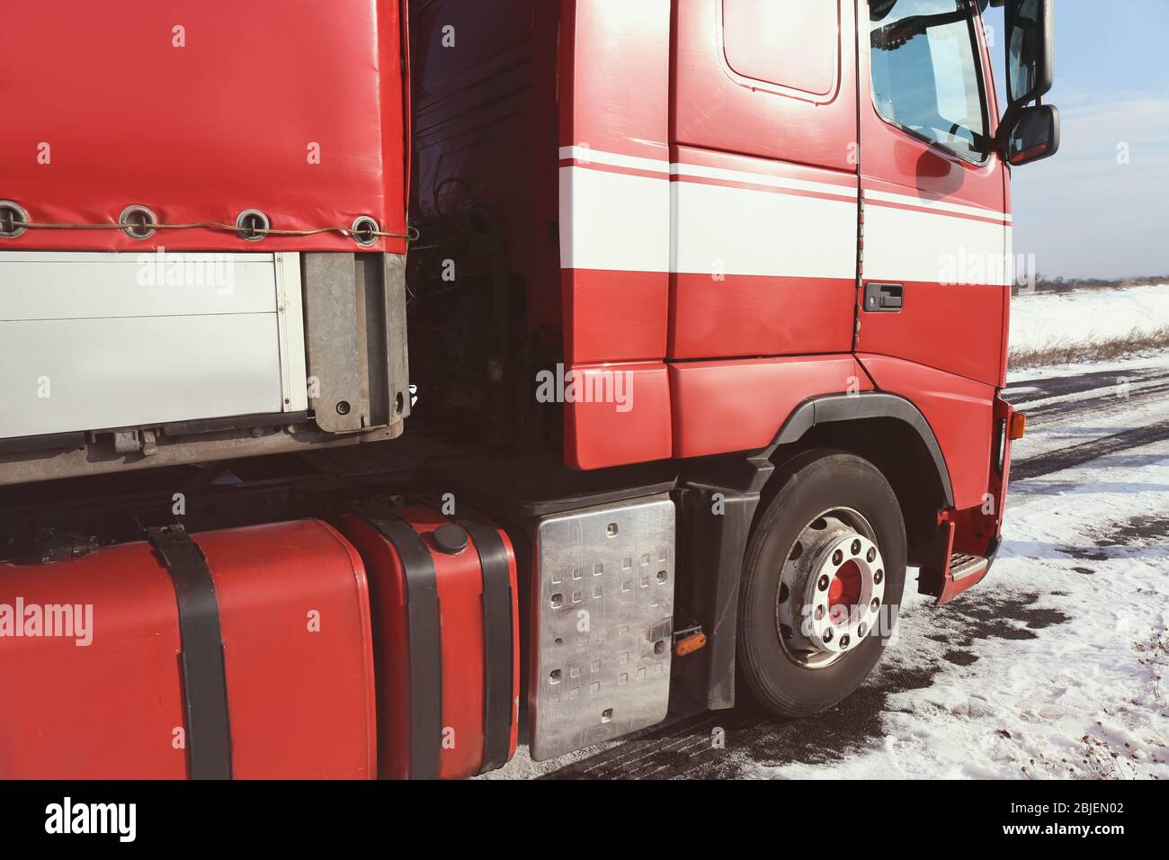 Big modern truck on road Stock Photo - Alamy