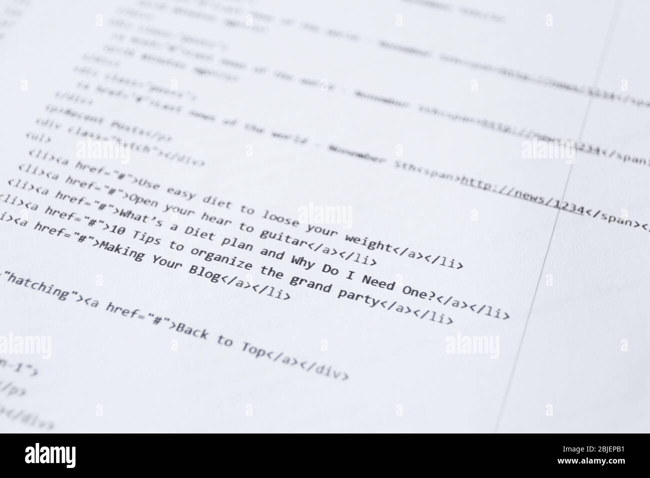 Script code printed on paper, closeup Stock Photo - Alamy