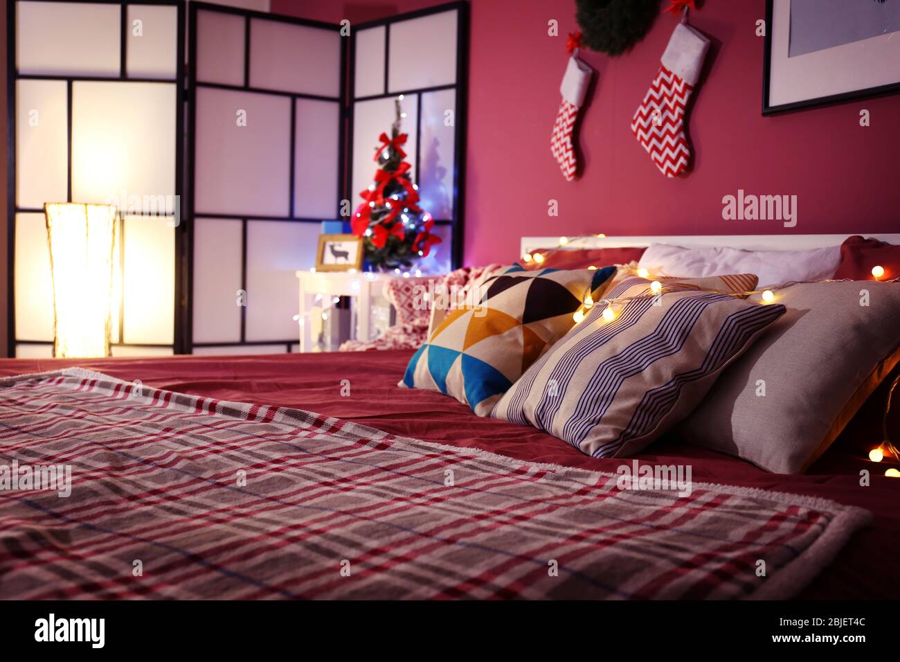 Christmas room bed decorated tree hi-res stock photography and images ...