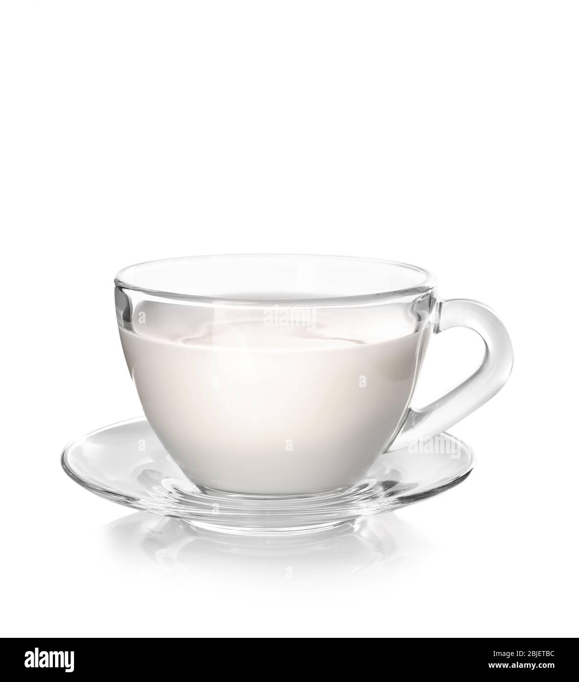 Cup of milk on white background Stock Photo - Alamy