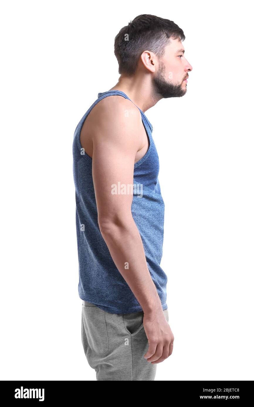 Posture concept. Man on white background Stock Photo - Alamy