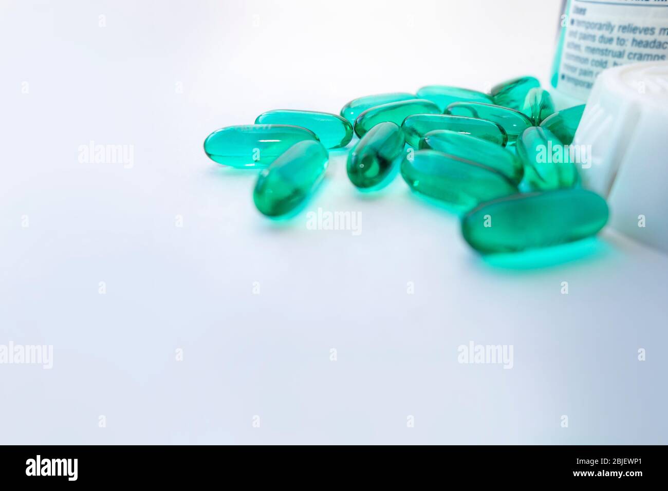 Clear teal blue gel capsules hi-res stock photography and images - Alamy