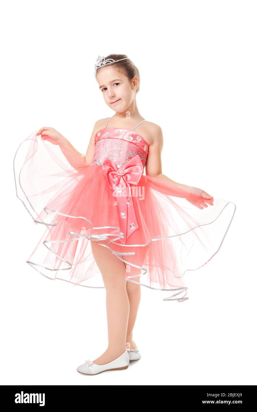 Cute little dancer on white background Stock Photo - Alamy