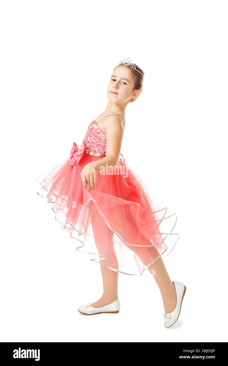 Cute little dancer on white background Stock Photo - Alamy