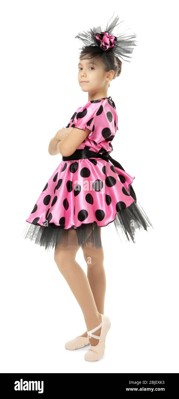 Cute little dancer on white background Stock Photo - Alamy