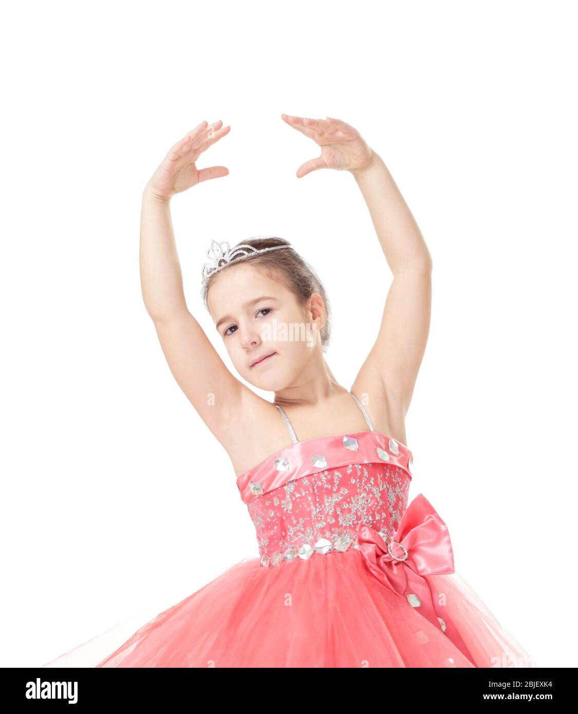 Cute little dancer on white background Stock Photo - Alamy