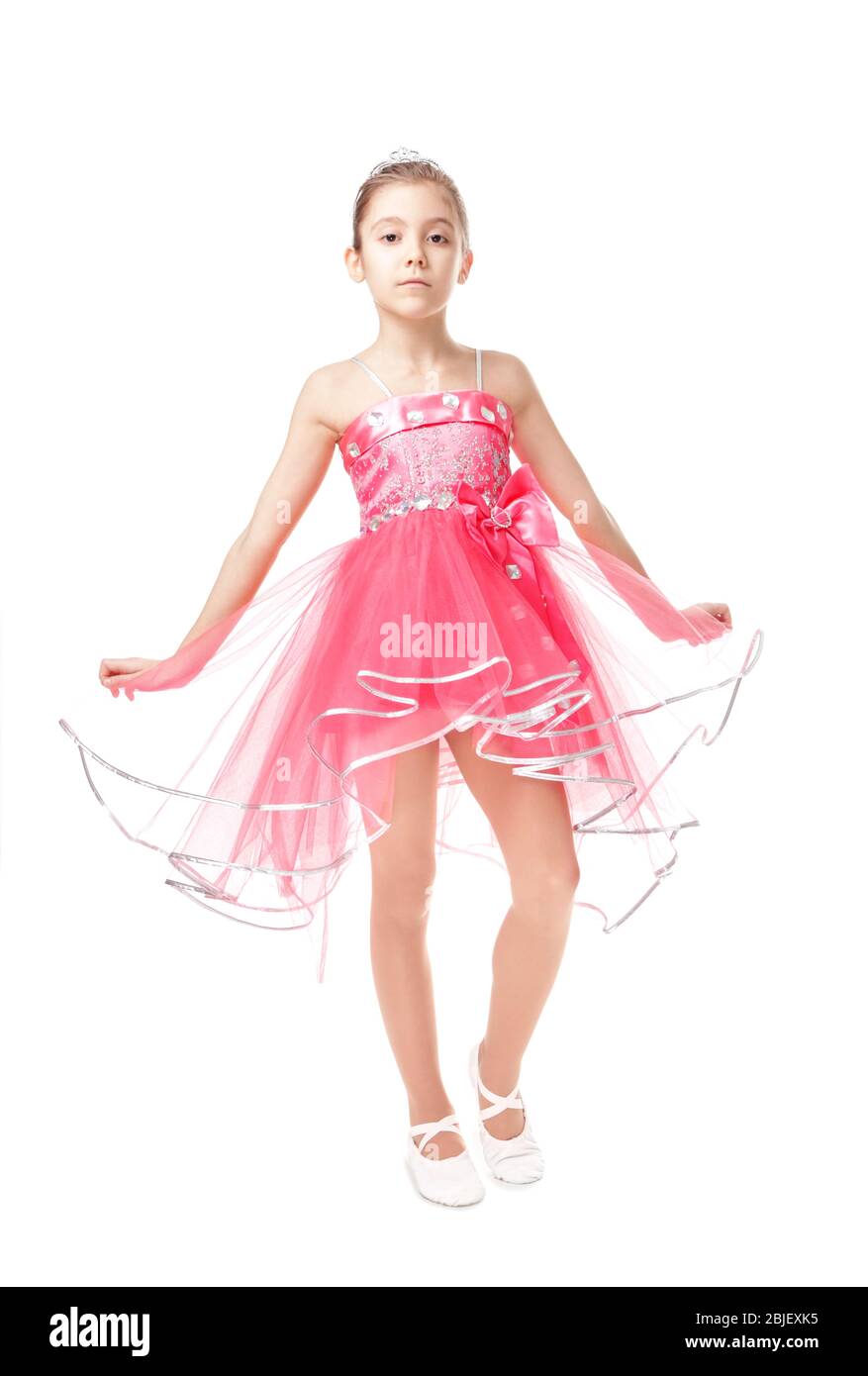 Cute little dancer on white background Stock Photo - Alamy
