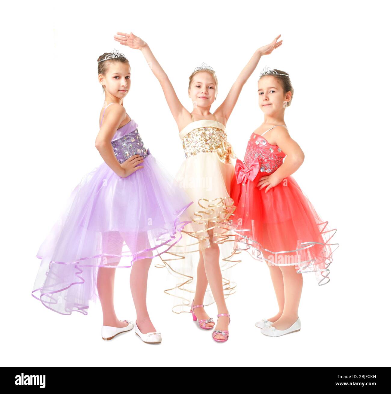 Cute little dancers on white background Stock Photo - Alamy