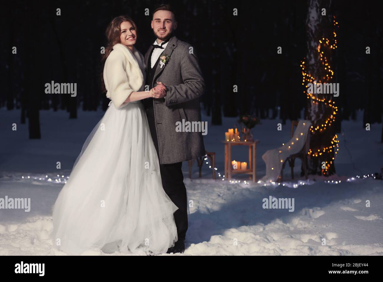 Winter evening couple dance in hi-res stock photography and images - Alamy