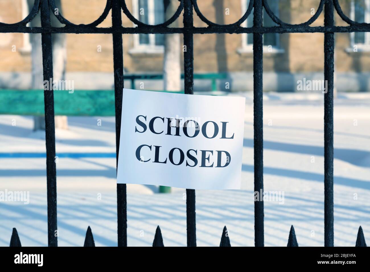 School closed due to heavy snowfall Stock Photo - Alamy