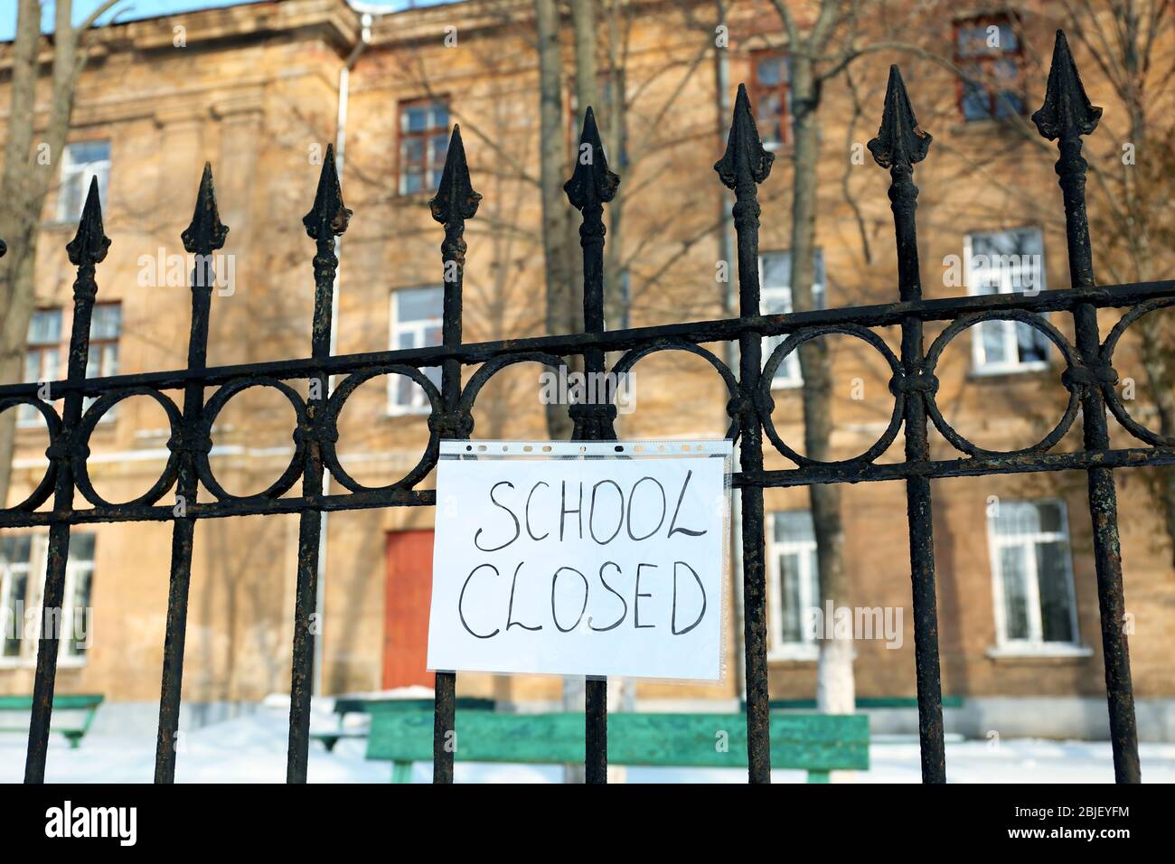School closed due to heavy snowfall Stock Photo - Alamy