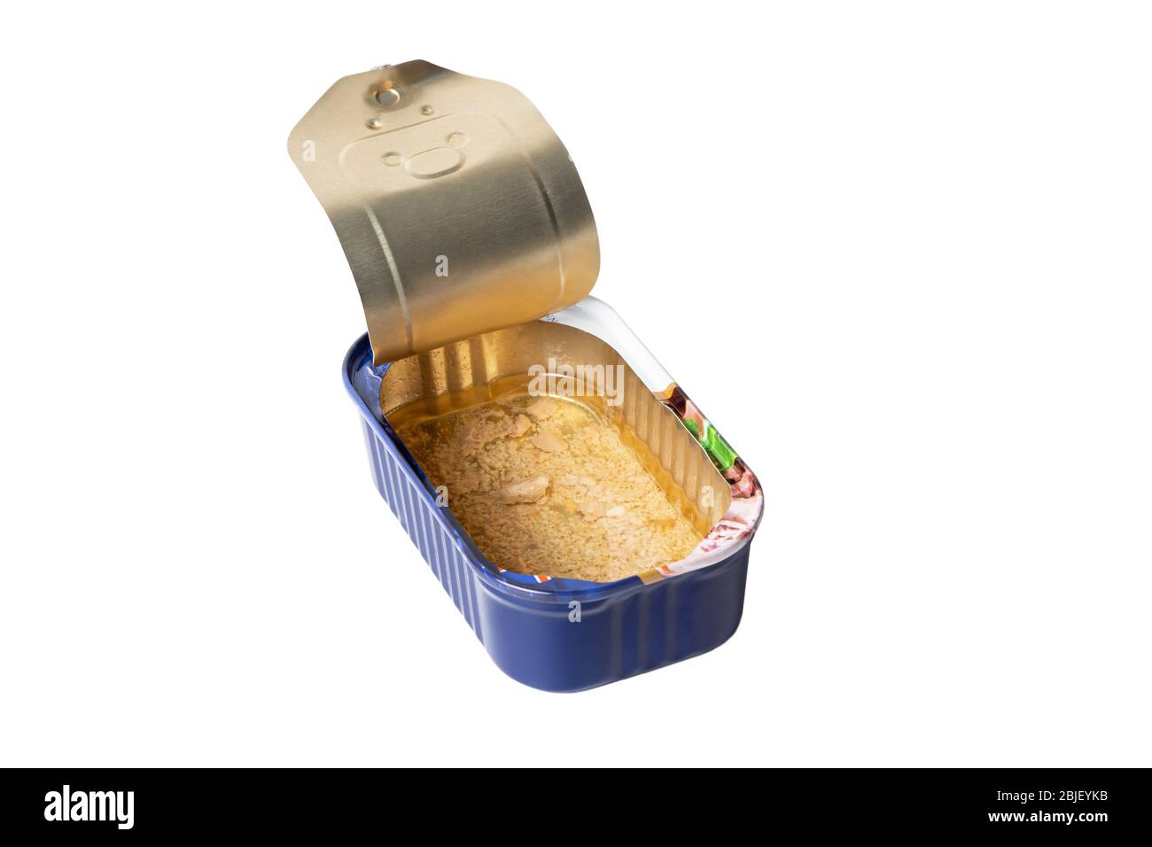 Empty fish can. Opened empty metal tin. Isolated on white background ...