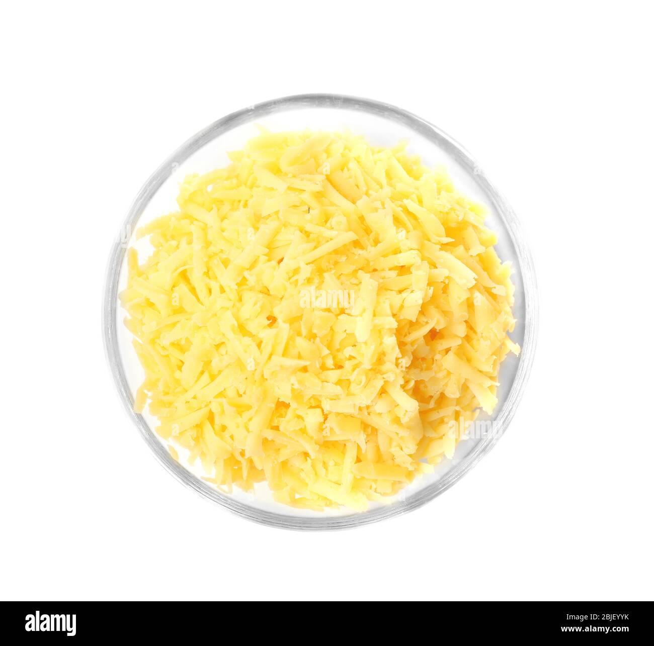 Glass bowl with grated cheese on white background Stock Photo - Alamy