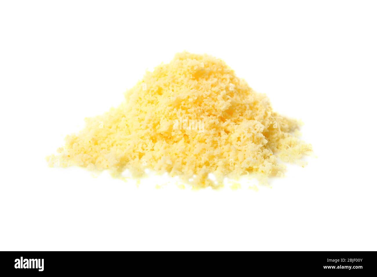 Pile of grated cheese on white background Stock Photo - Alamy