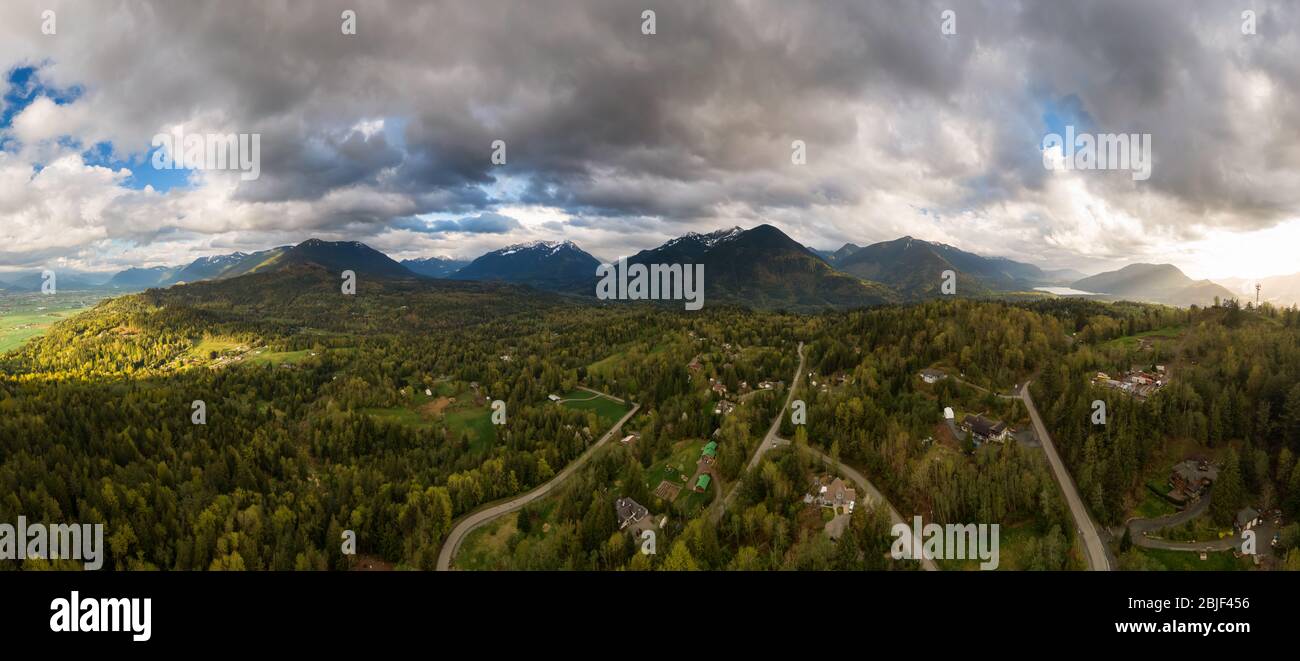 Aerial Panoramic View of Mt. Thom during a colorful cloudy evening ...