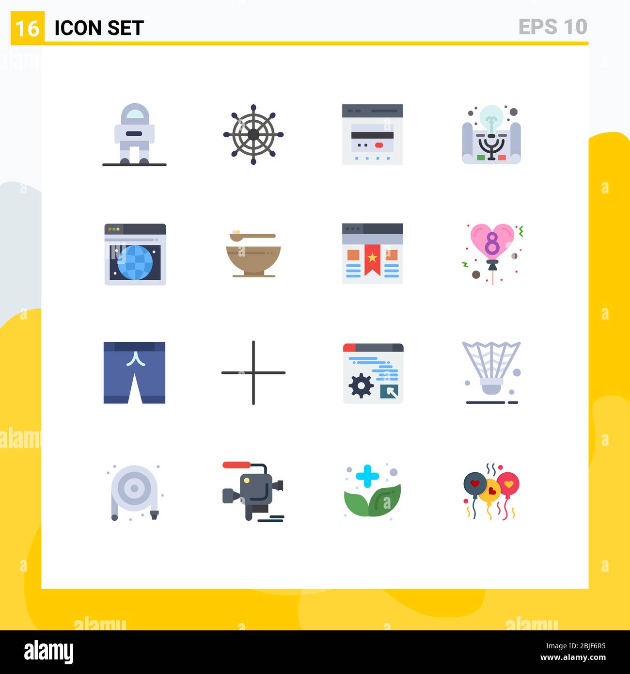 Mobile Interface Flat Color Set of 16 Pictograms of web, project ...