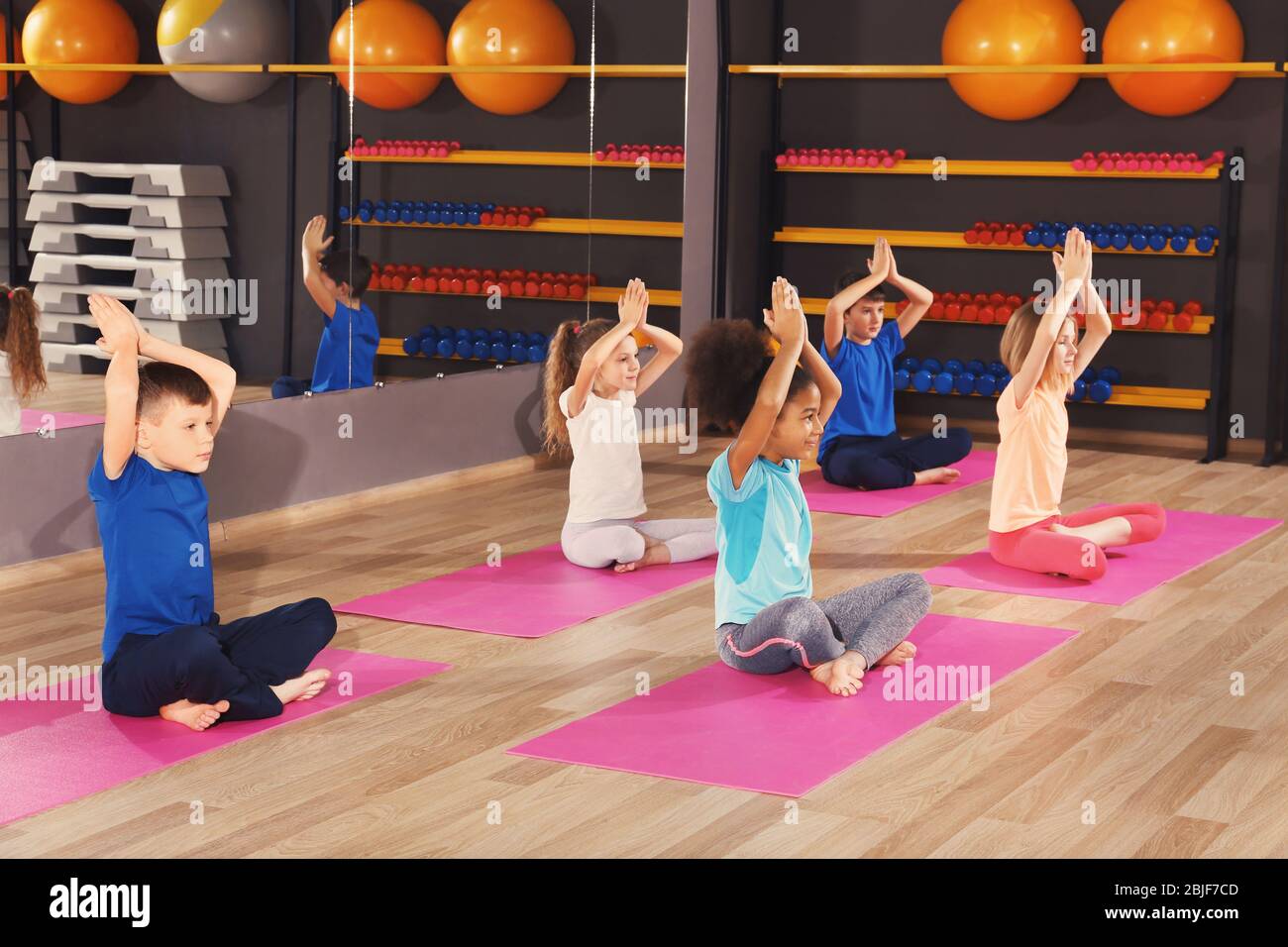 Children at physical education lesson in school gym Stock Photo - Alamy