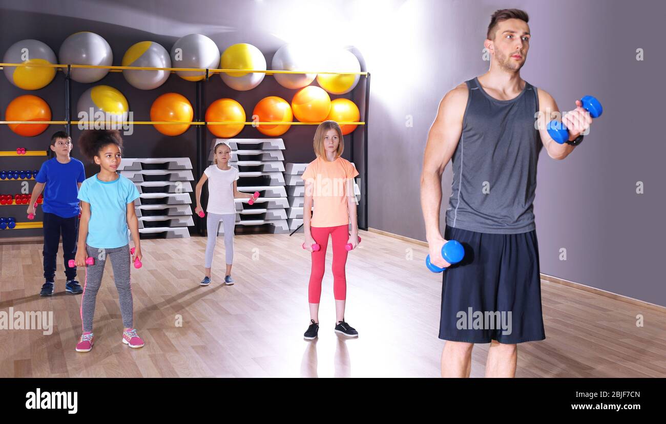 Children at physical education lesson in school gym Stock Photo - Alamy
