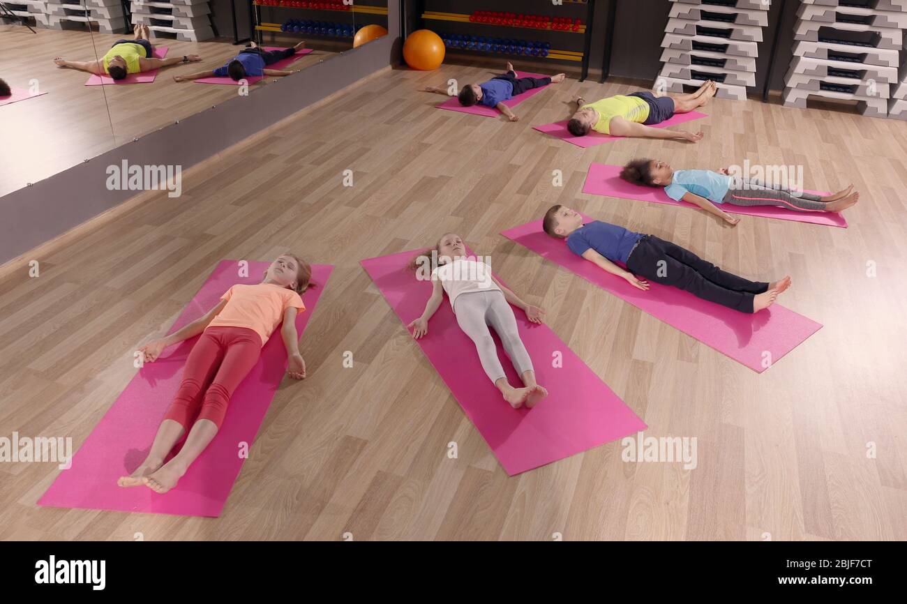 Children at physical education lesson in school gym Stock Photo - Alamy