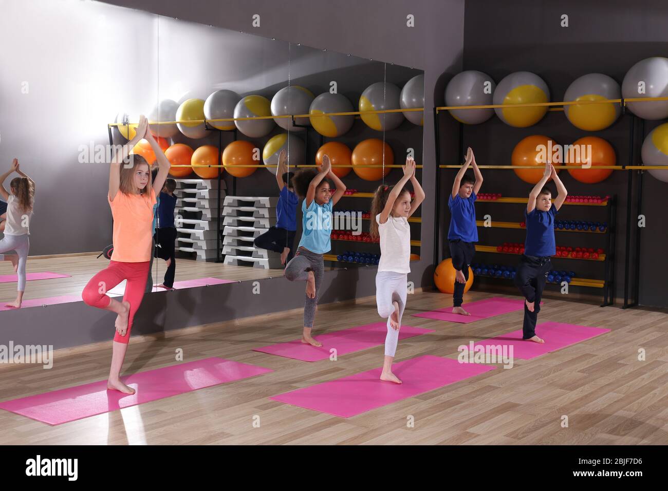 Children at physical education lesson in school gym Stock Photo - Alamy