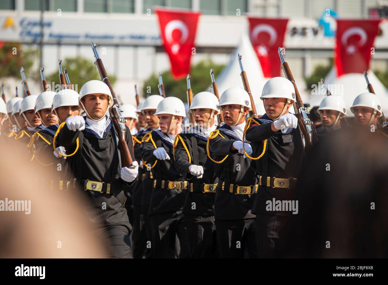 Izmir, Turkey - October 29, 2019: Blue uniformed Turkish Navy Soldiers ...