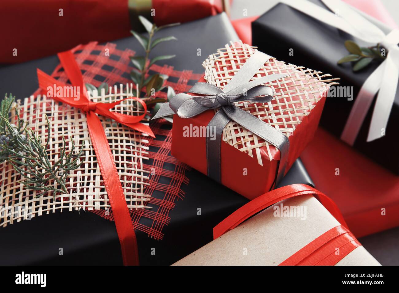 Set of different gift boxes, closeup Stock Photo - Alamy