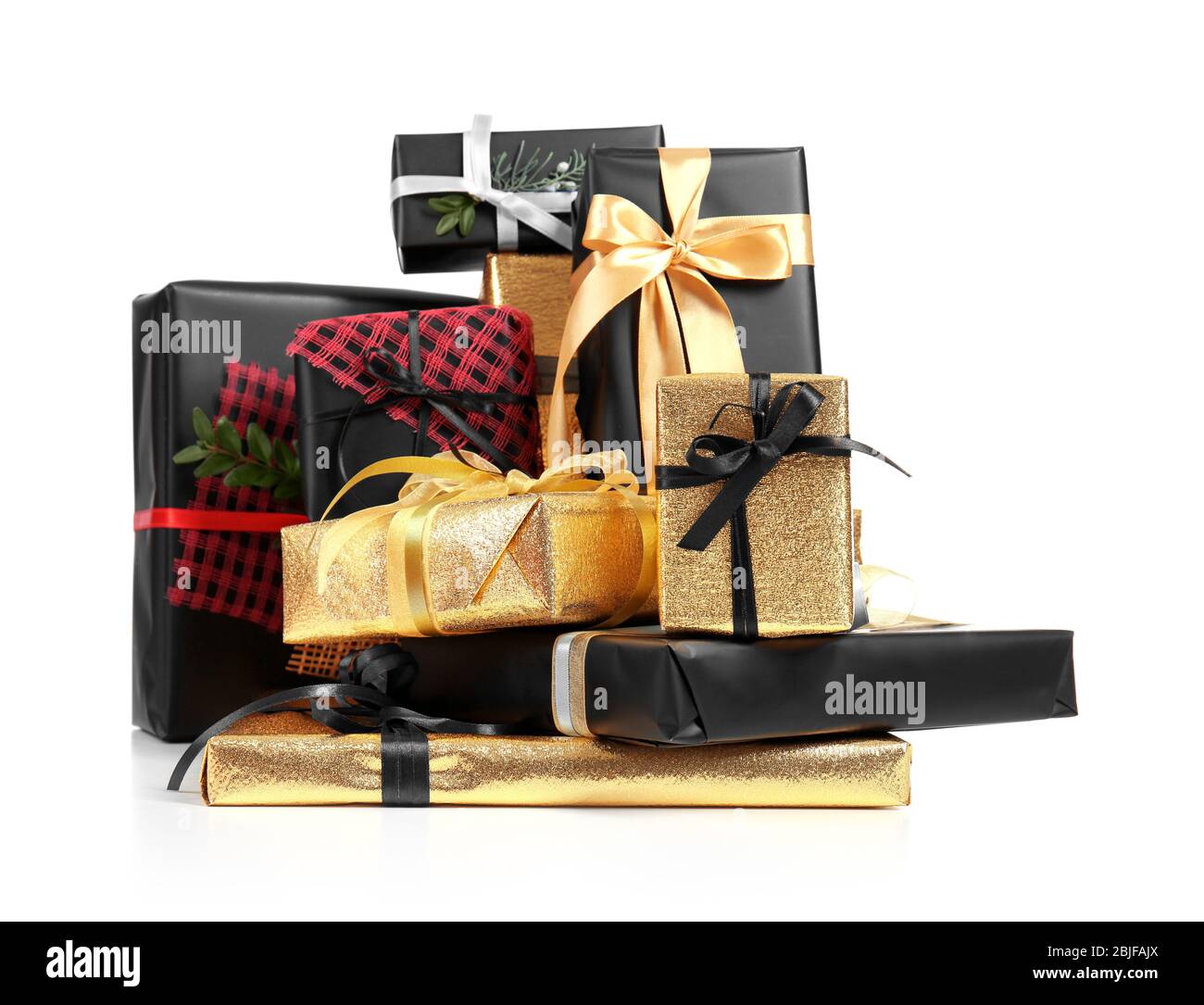Set of different gift boxes on white background Stock Photo - Alamy