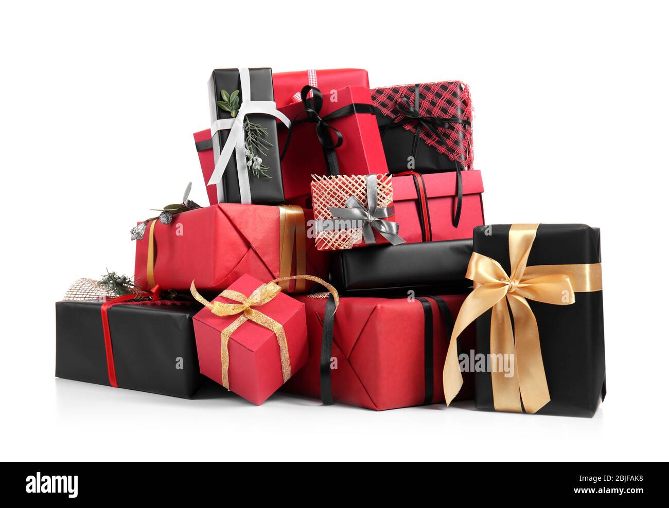 Set of different gift boxes on white background Stock Photo - Alamy