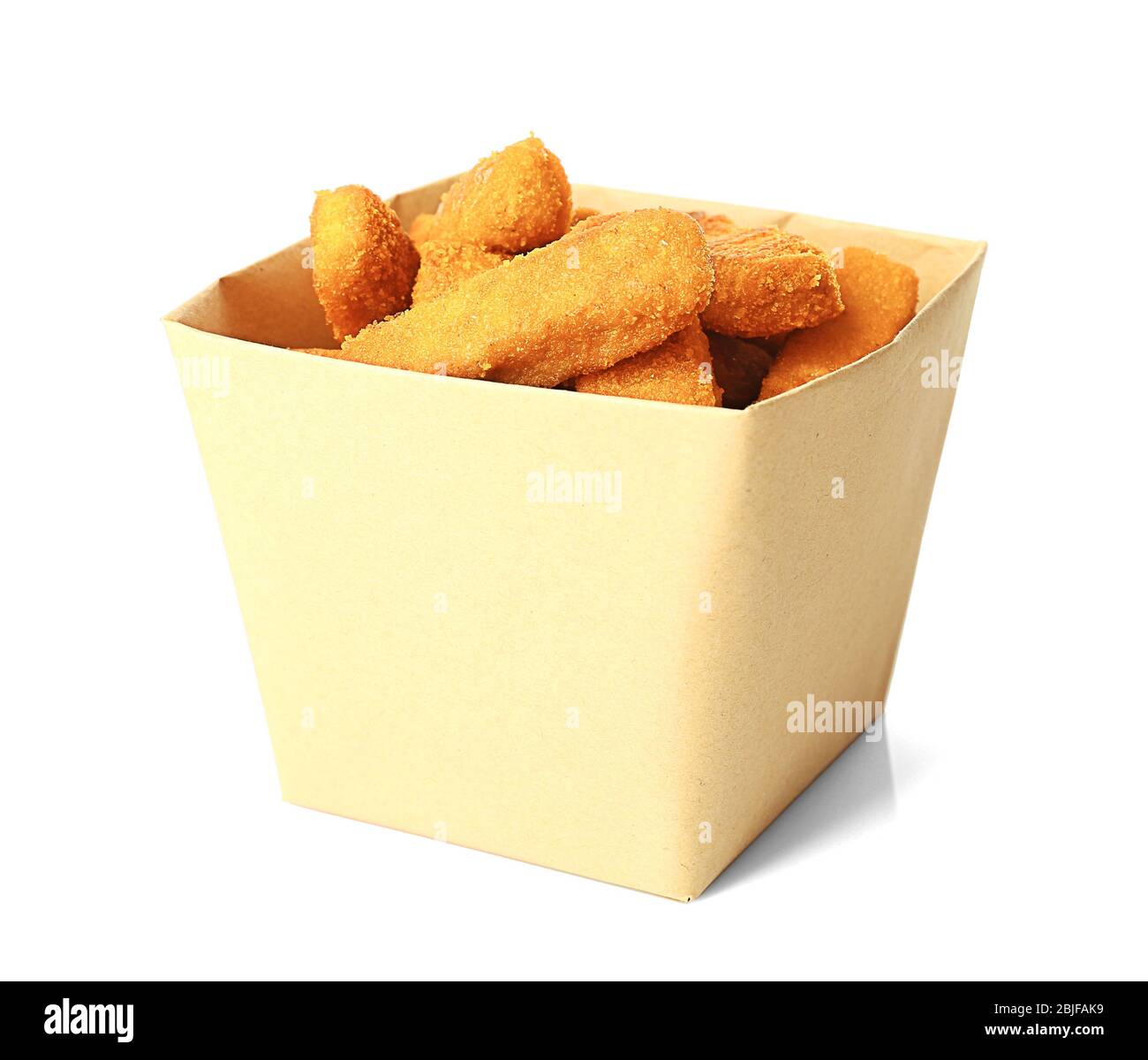 Paper box with cheese sticks on white background Stock Photo - Alamy