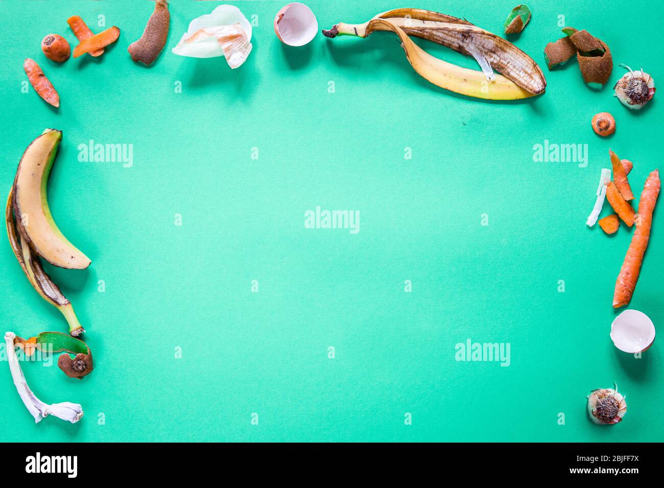 Organic garbage flat lay composition with copy spase.Separate garbage ...