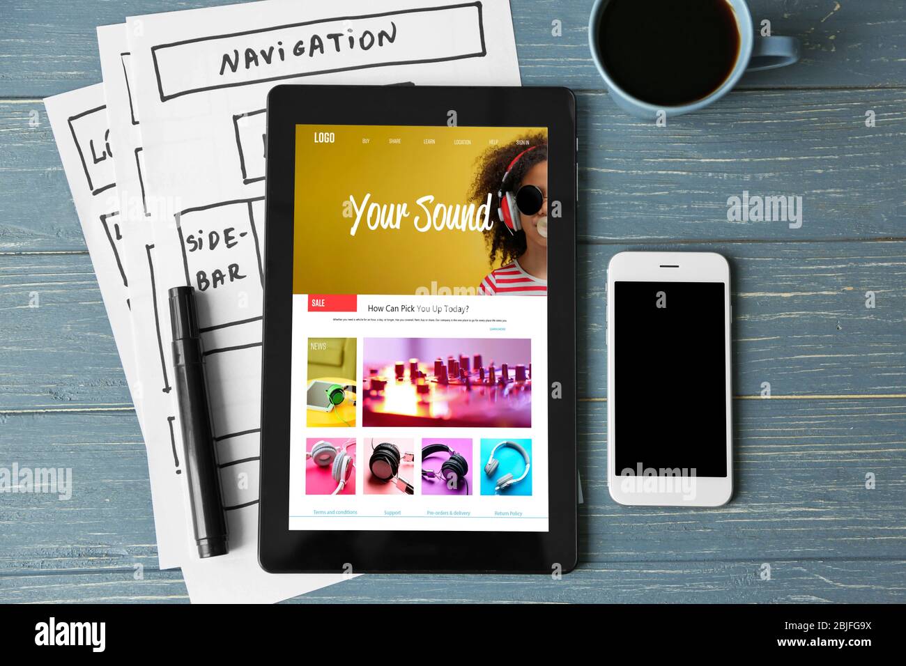 Programmer concept. Tablet pc with software on workplace Stock Photo ...