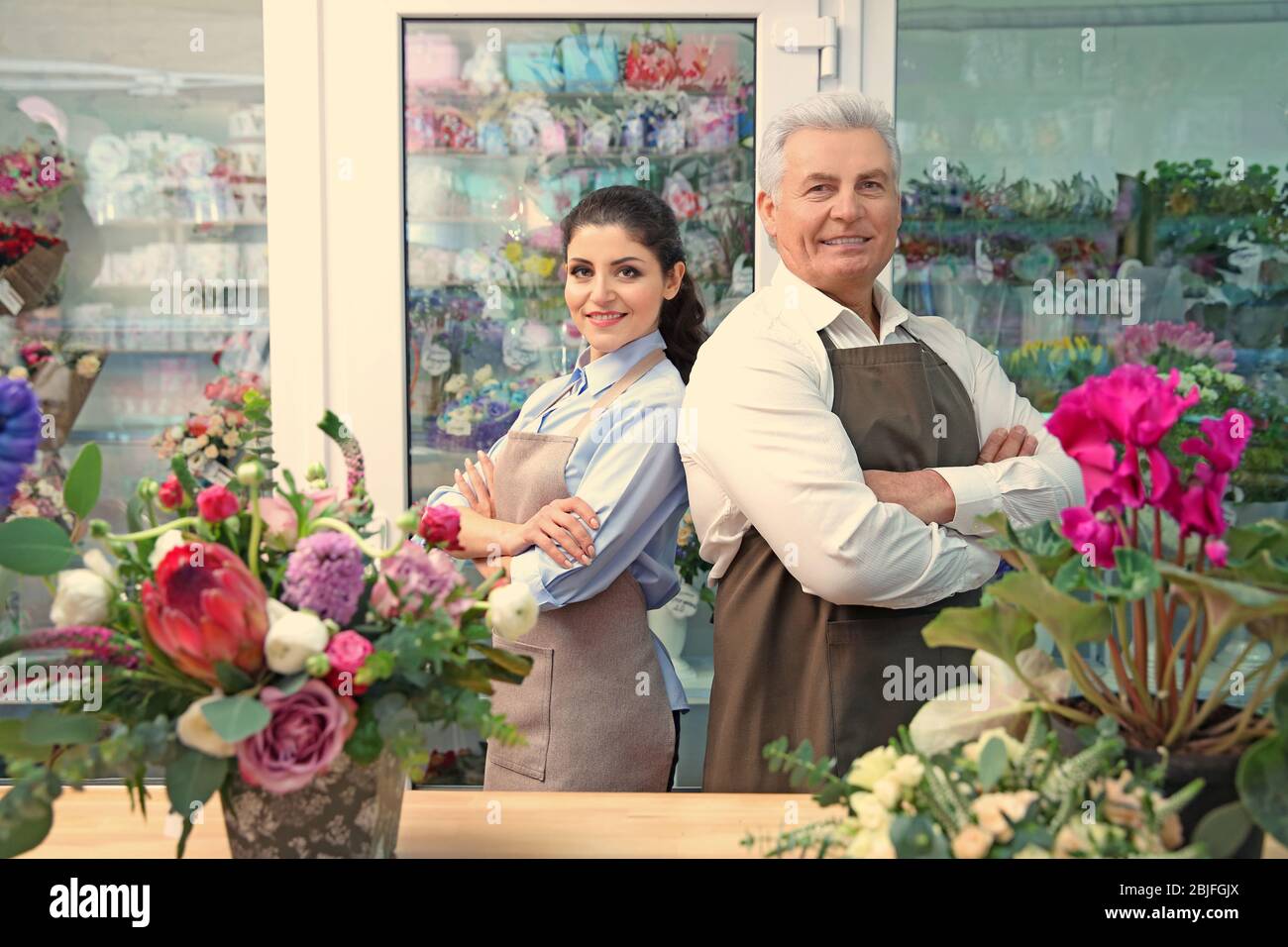 Mature female florists working hi-res stock photography and images - Alamy
