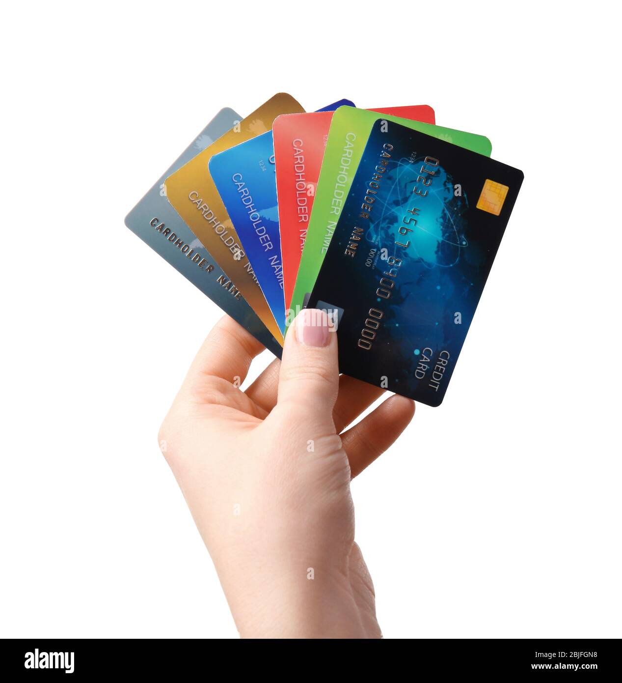 Female hand holding credit hi-res stock photography and images - Alamy