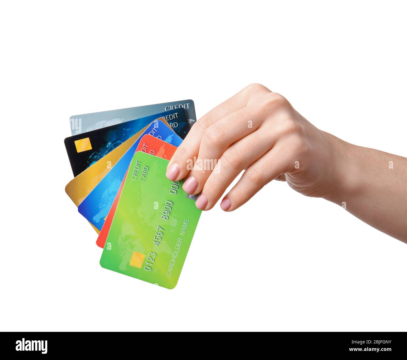 Female hand holding credit hi-res stock photography and images - Alamy