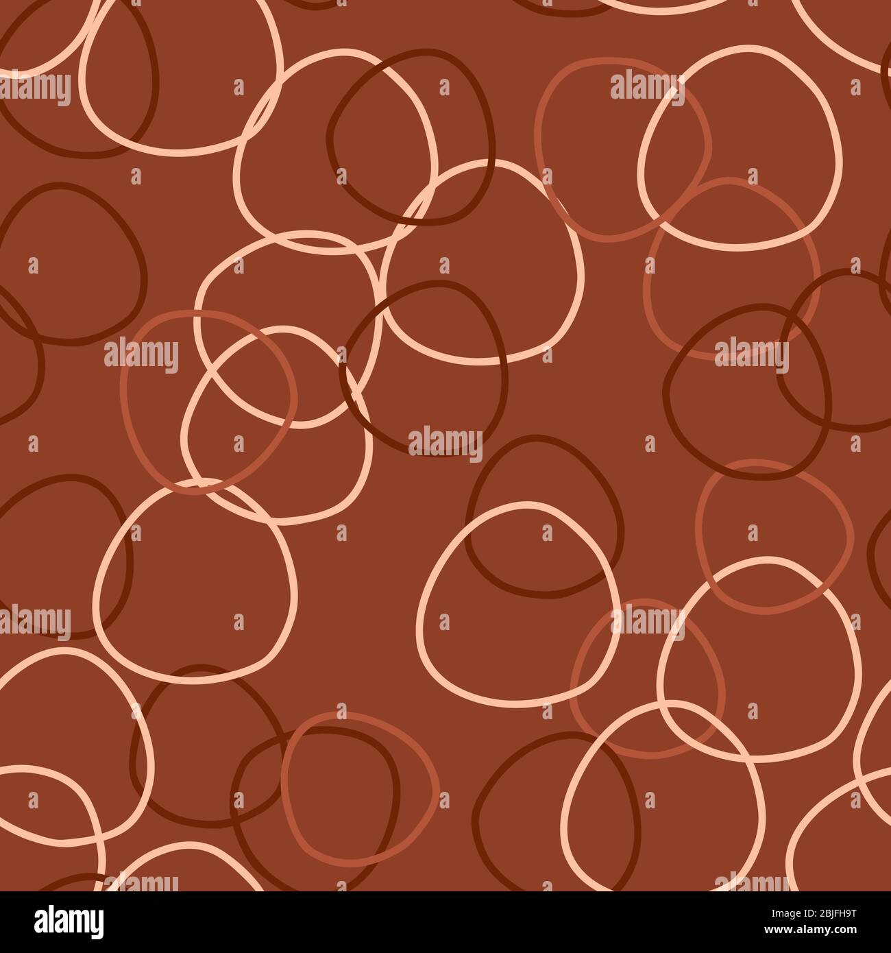 Mess of Circles, orange and brown intertwined on a rust background ...