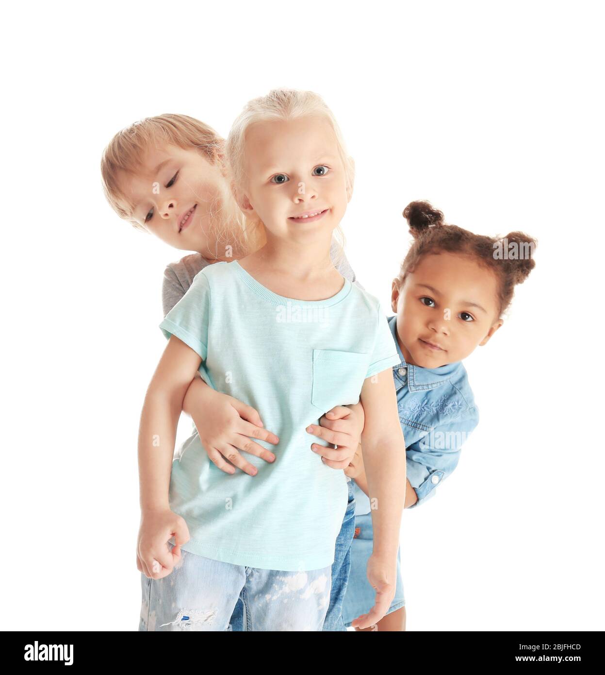 Cute little children on white background Stock Photo - Alamy